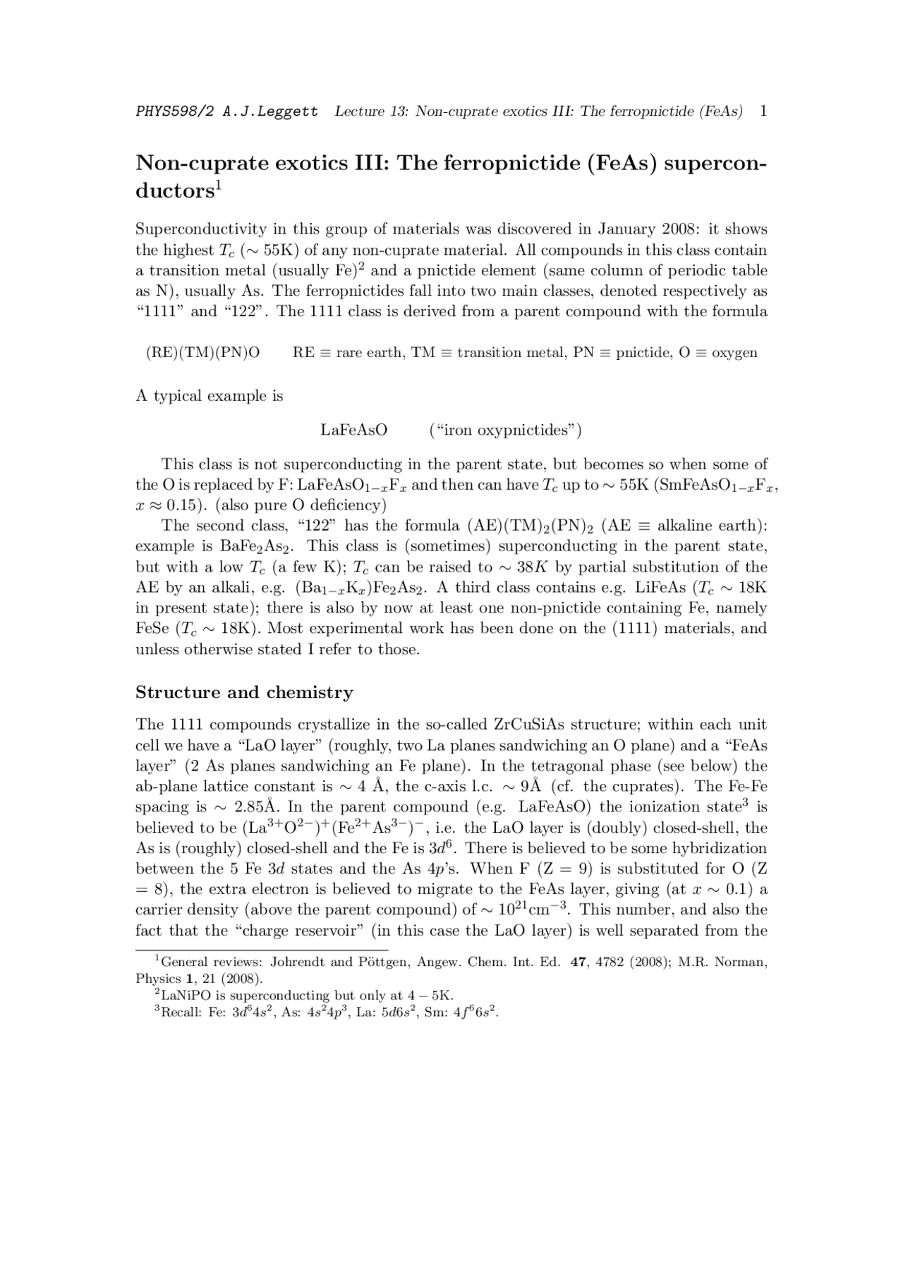 The Ferromagnetic Superconductors Lecture Notes Phys 598 Docsity