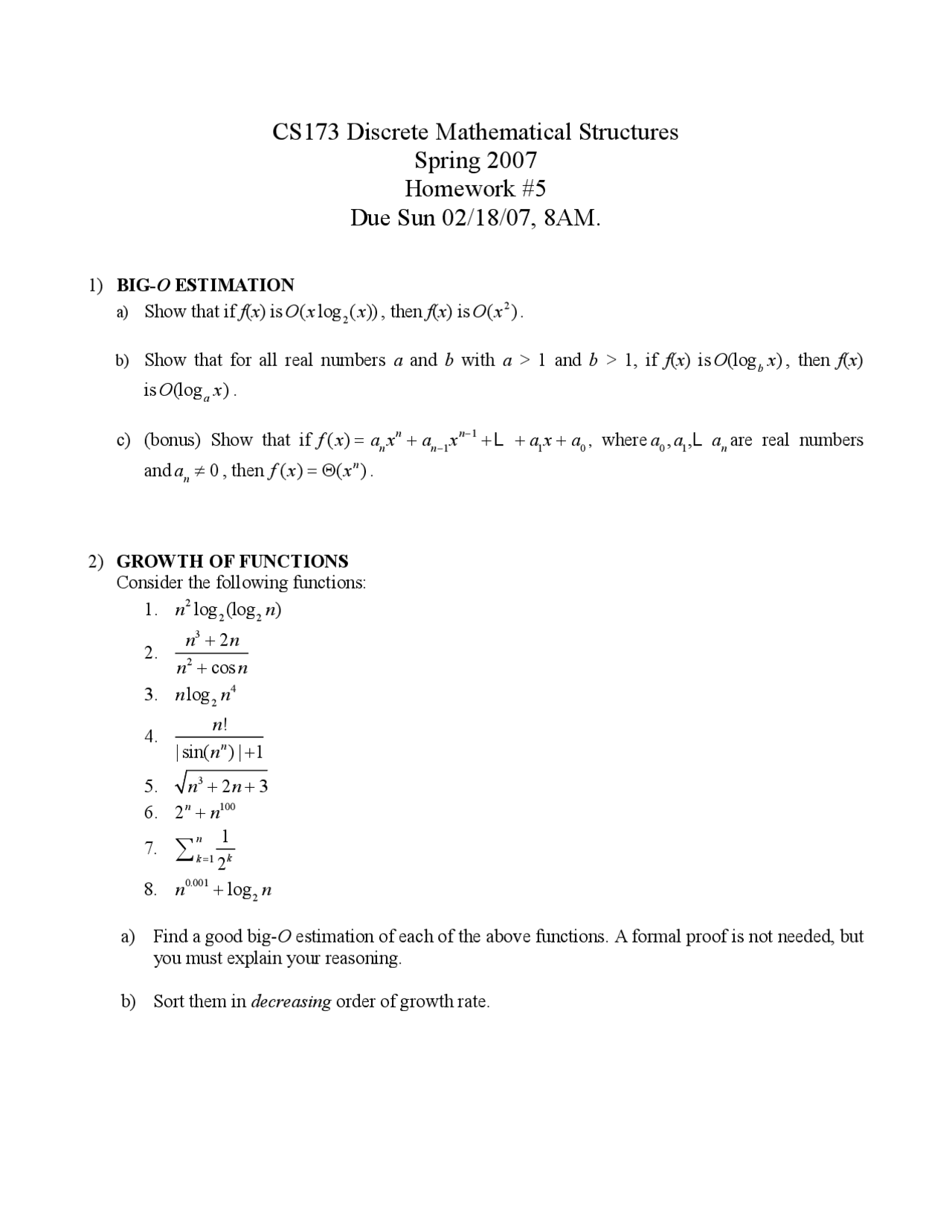 Big O Estimation Growth Of Functions And Time Complexity Analysis Cs
