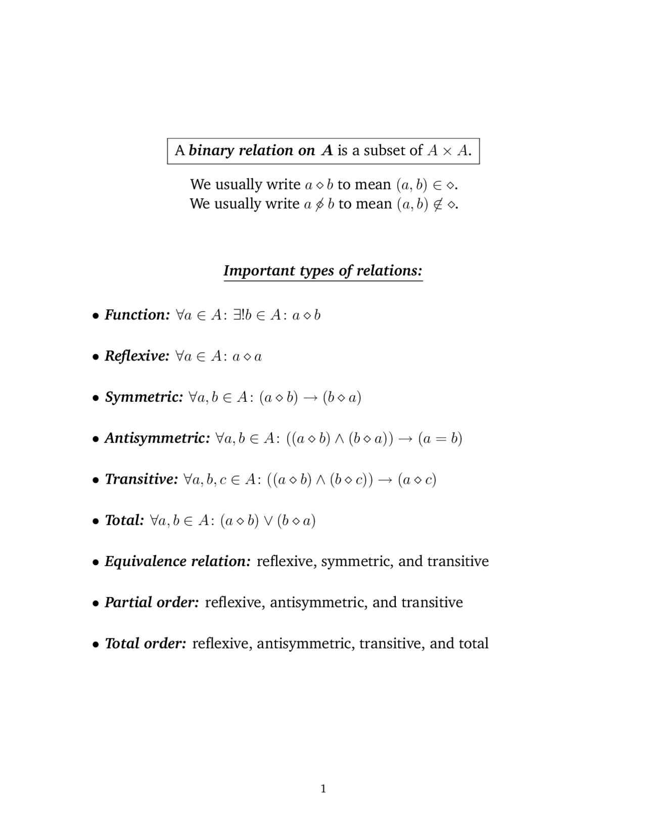 Important Types Of Relations Discrete Structures Cs 173 Docsity
