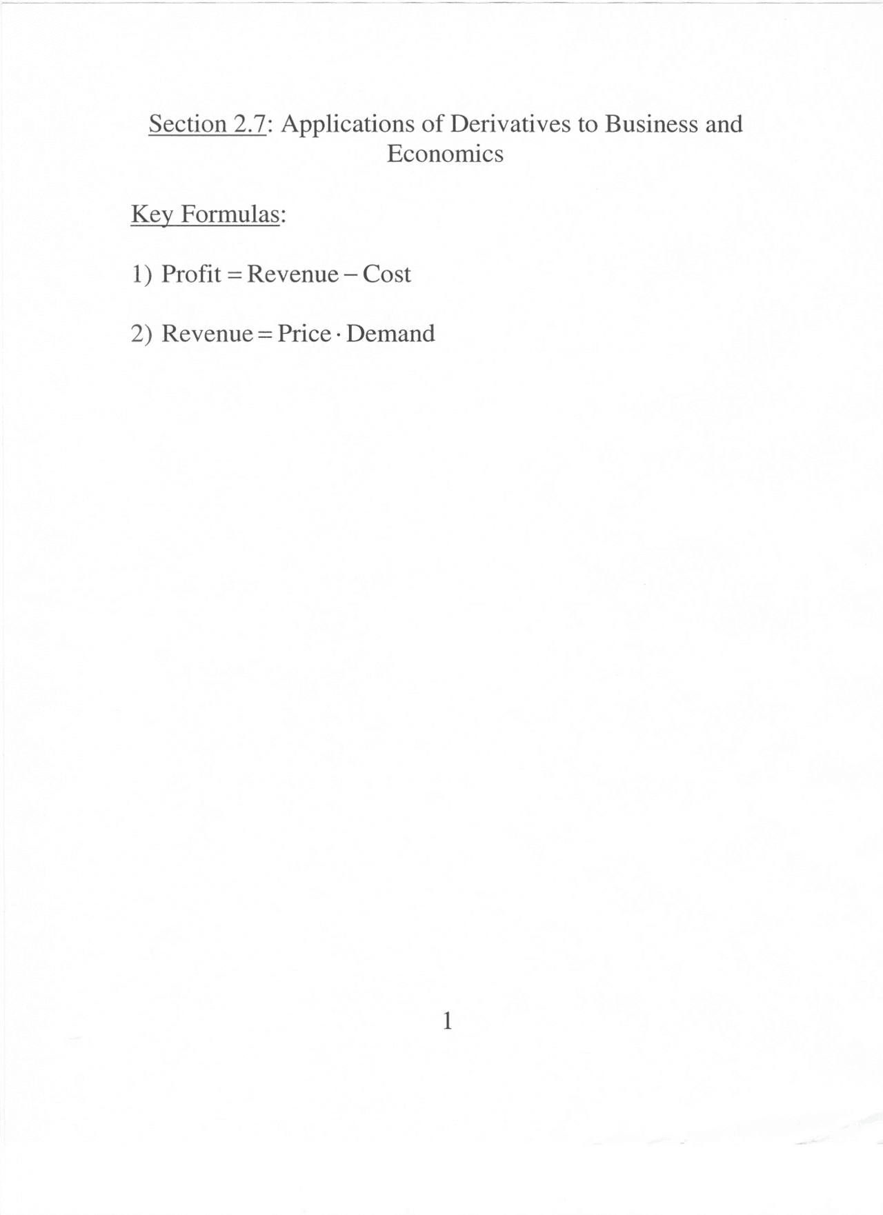 Applications of Derivatives to Business and Economics - Calculus for Business I | MATH 234 ...