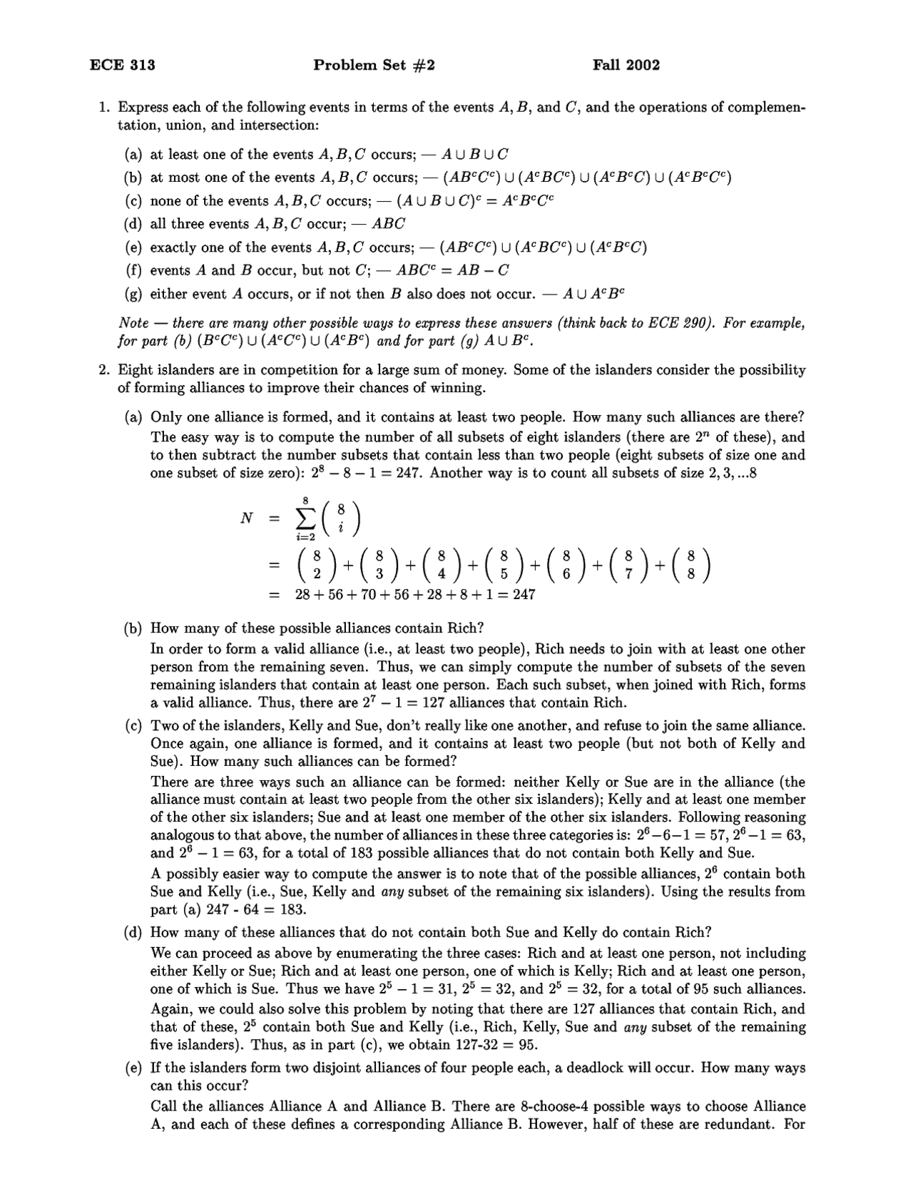 Problem Set 2 - Probability with Engineering Application | ECE 313 ...