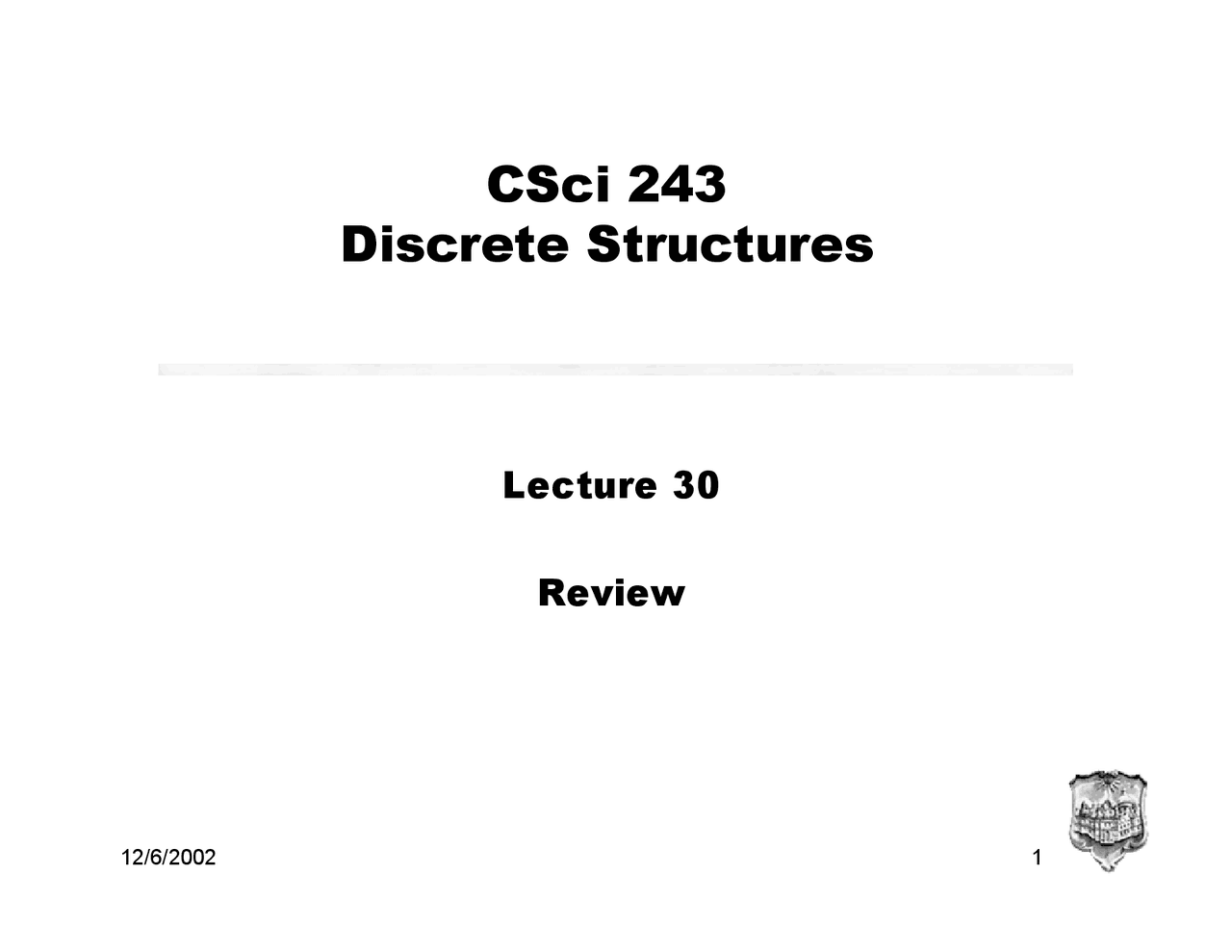 Review Notes On Discrete Structures Csci 243 Docsity