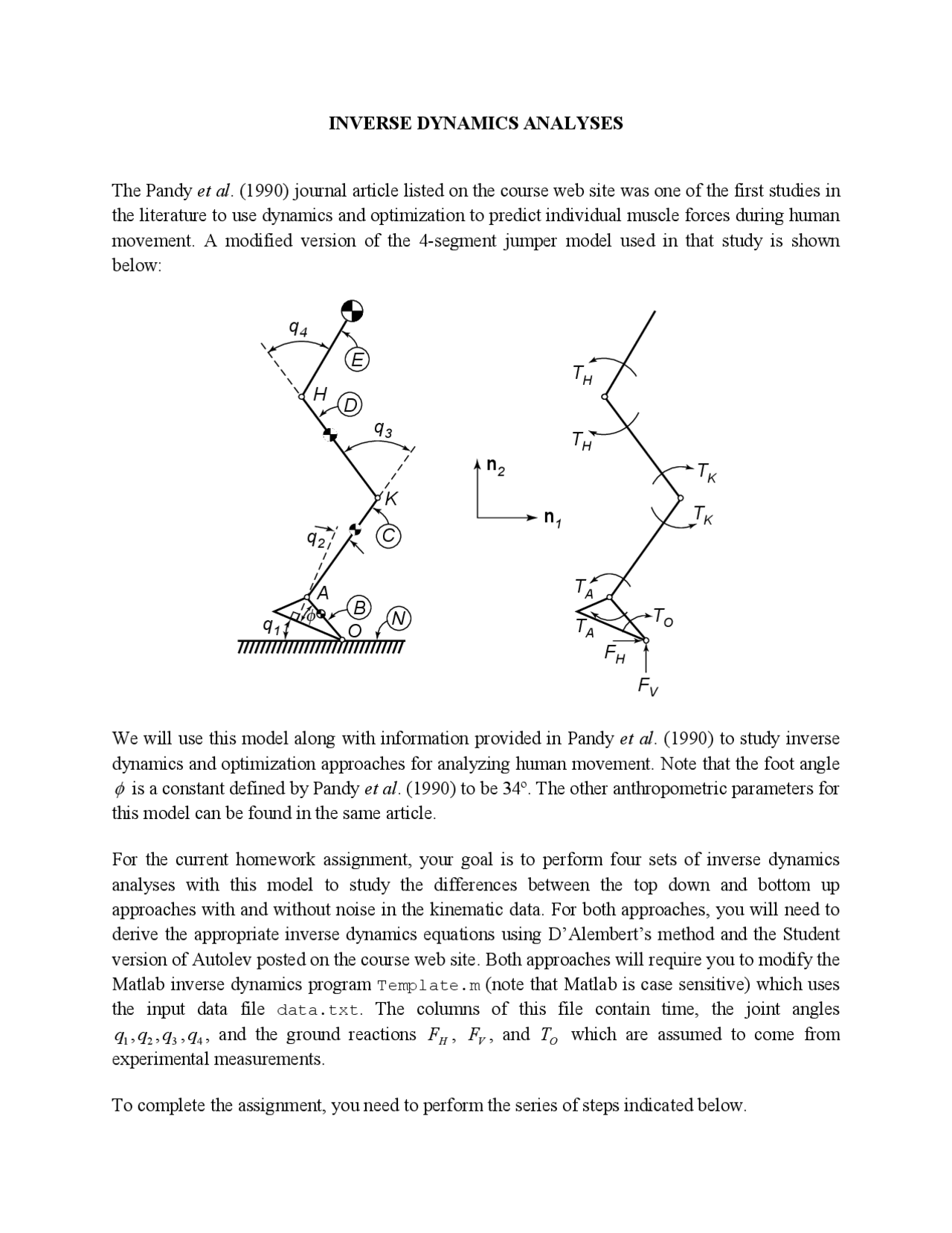 Assignment On Inverse Dynamic Analysis Egm 4590 Assignments
