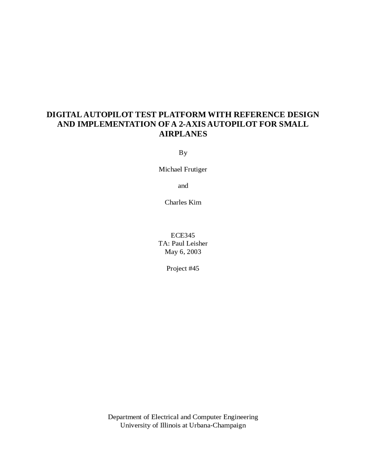 Digital Autopilot Test Platform with Reference Design and ...
