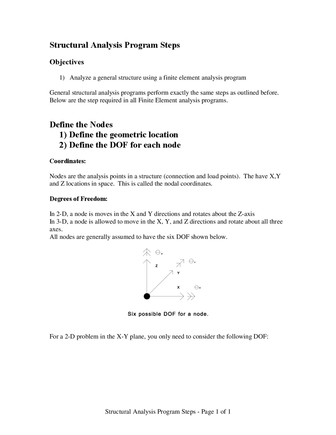 Notes On Structural Analysis Program Steps Ces 4141 Docsity