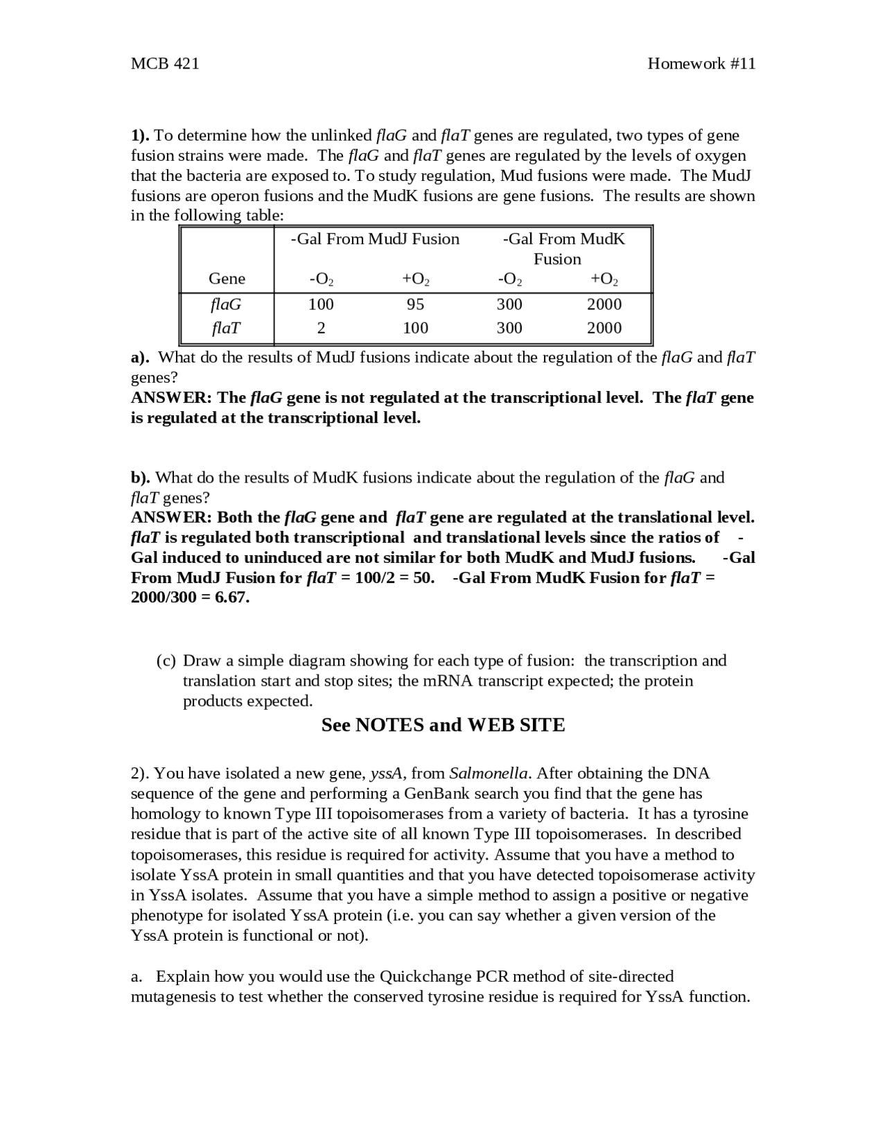 Homework 11 With Answers Microbial Genetics Mcb 421 Docsity