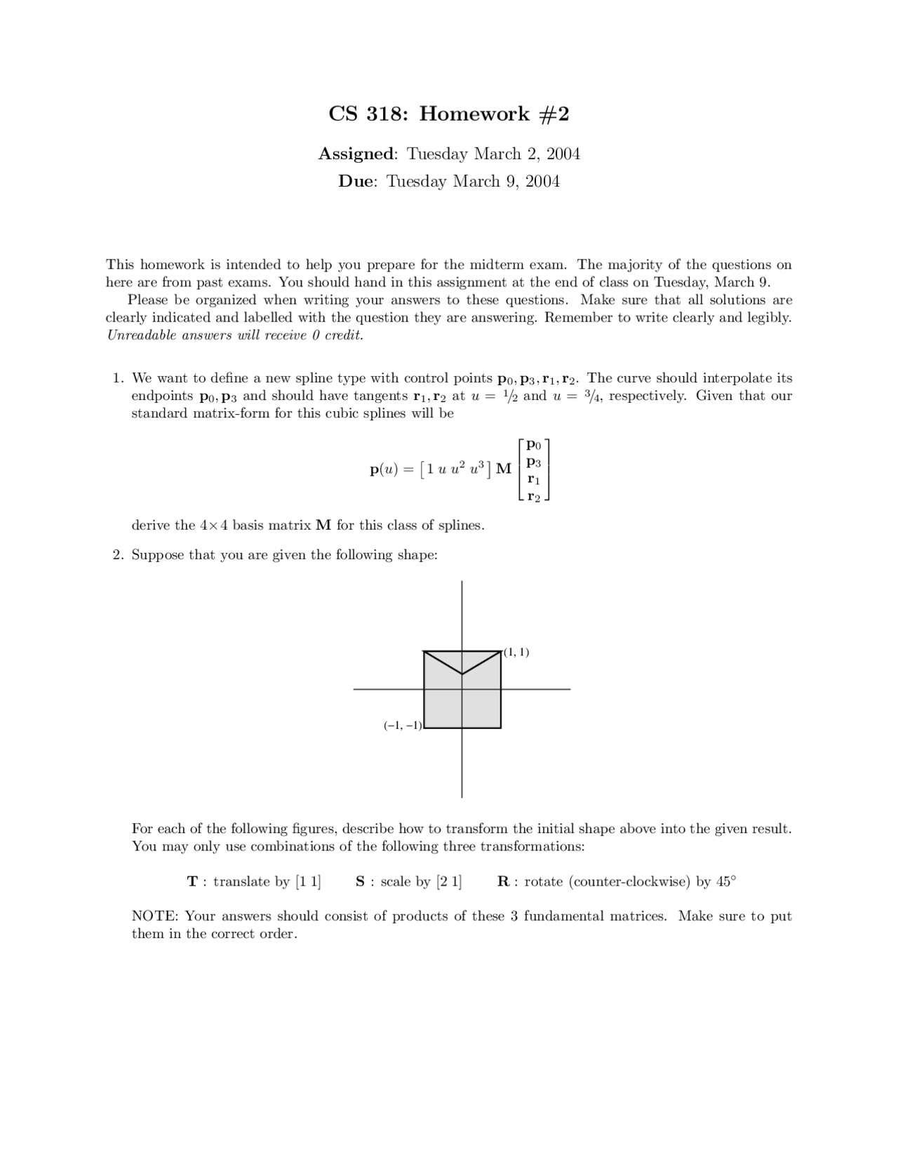 Homework 2 Interactive Computer Graphics Cs 418 Docsity