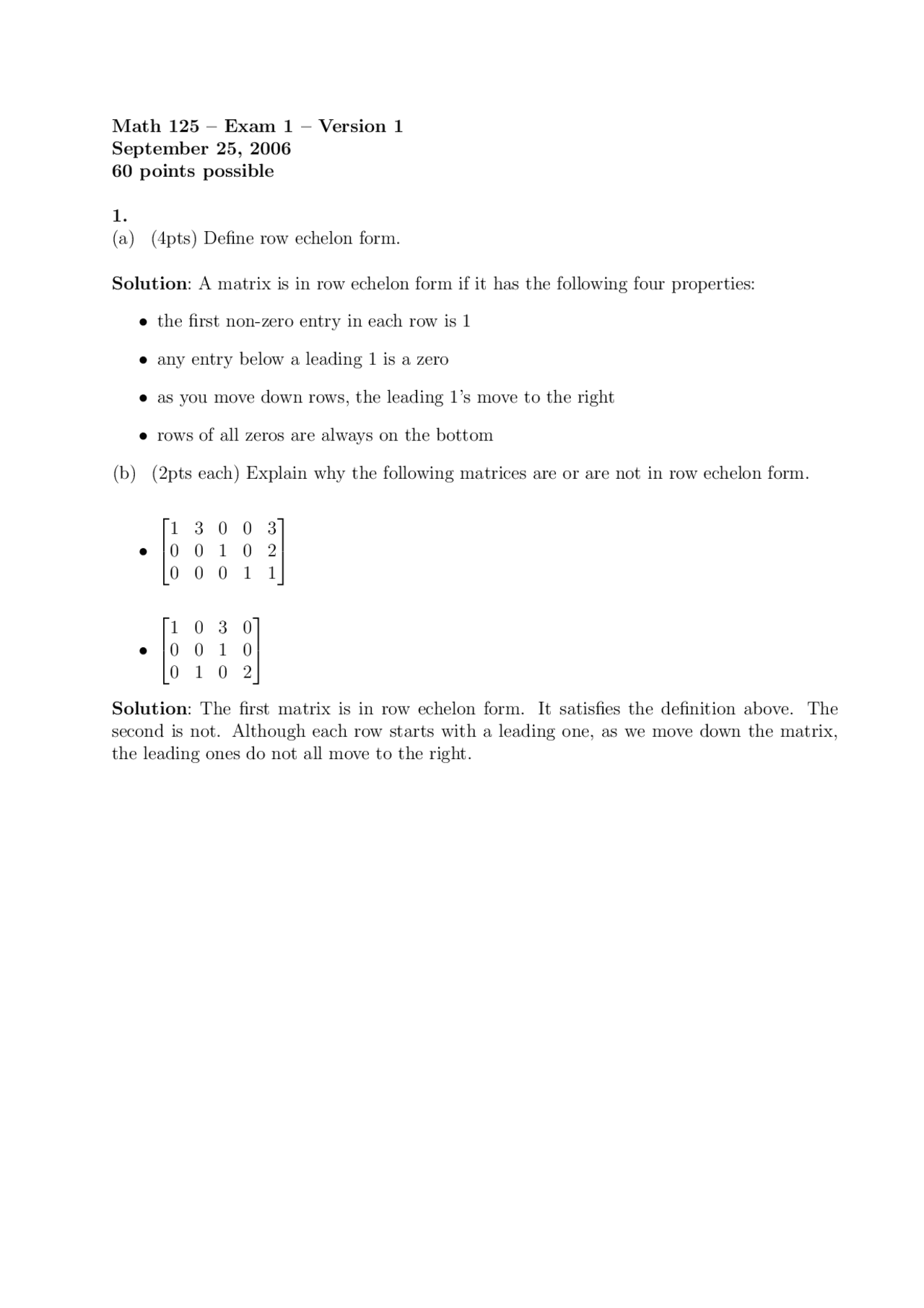 7 Questions on Elementary Linear Algebra with Solution - Exam | MATH ...