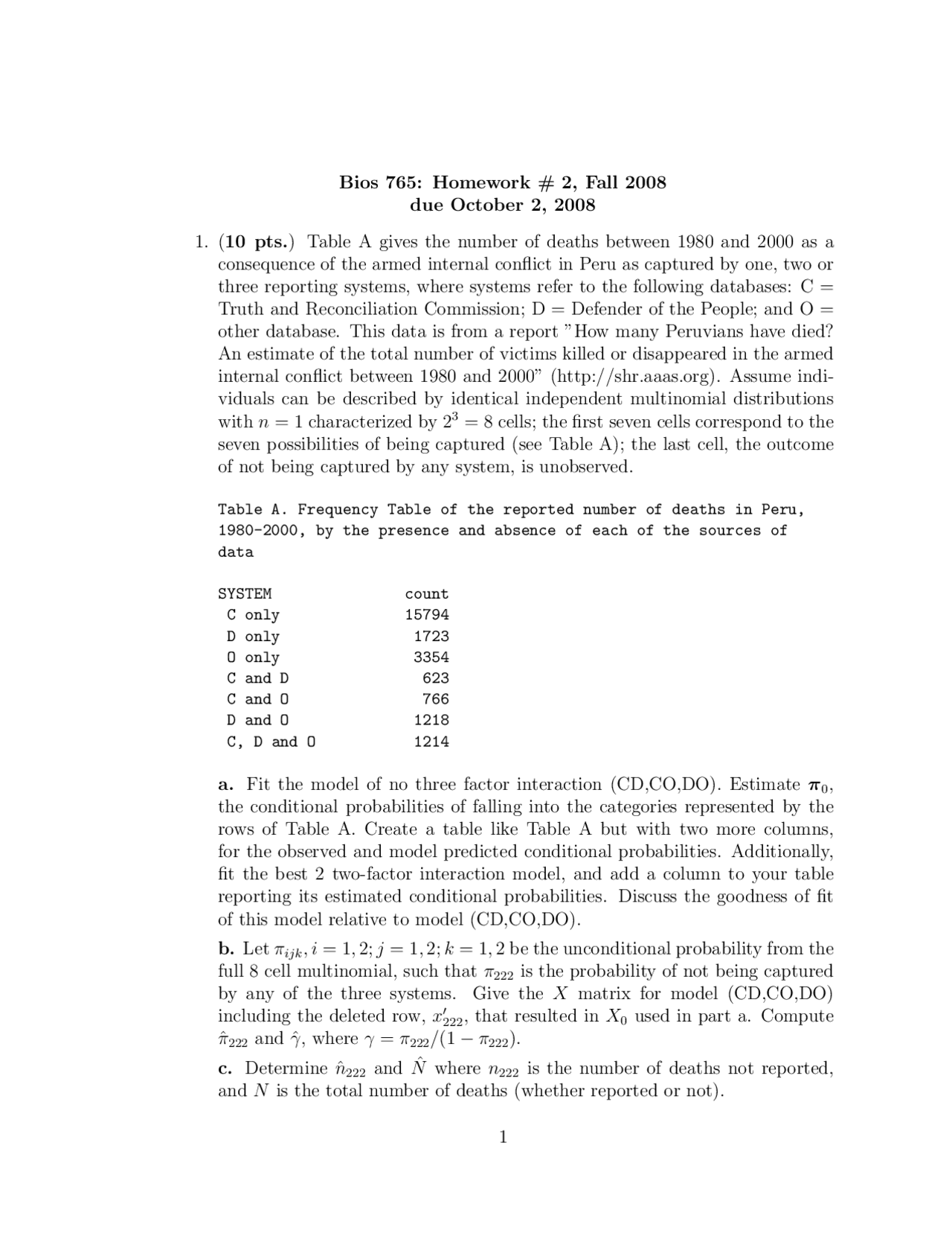 Homework 2 With Solutions For Models And Methodology In Categorical