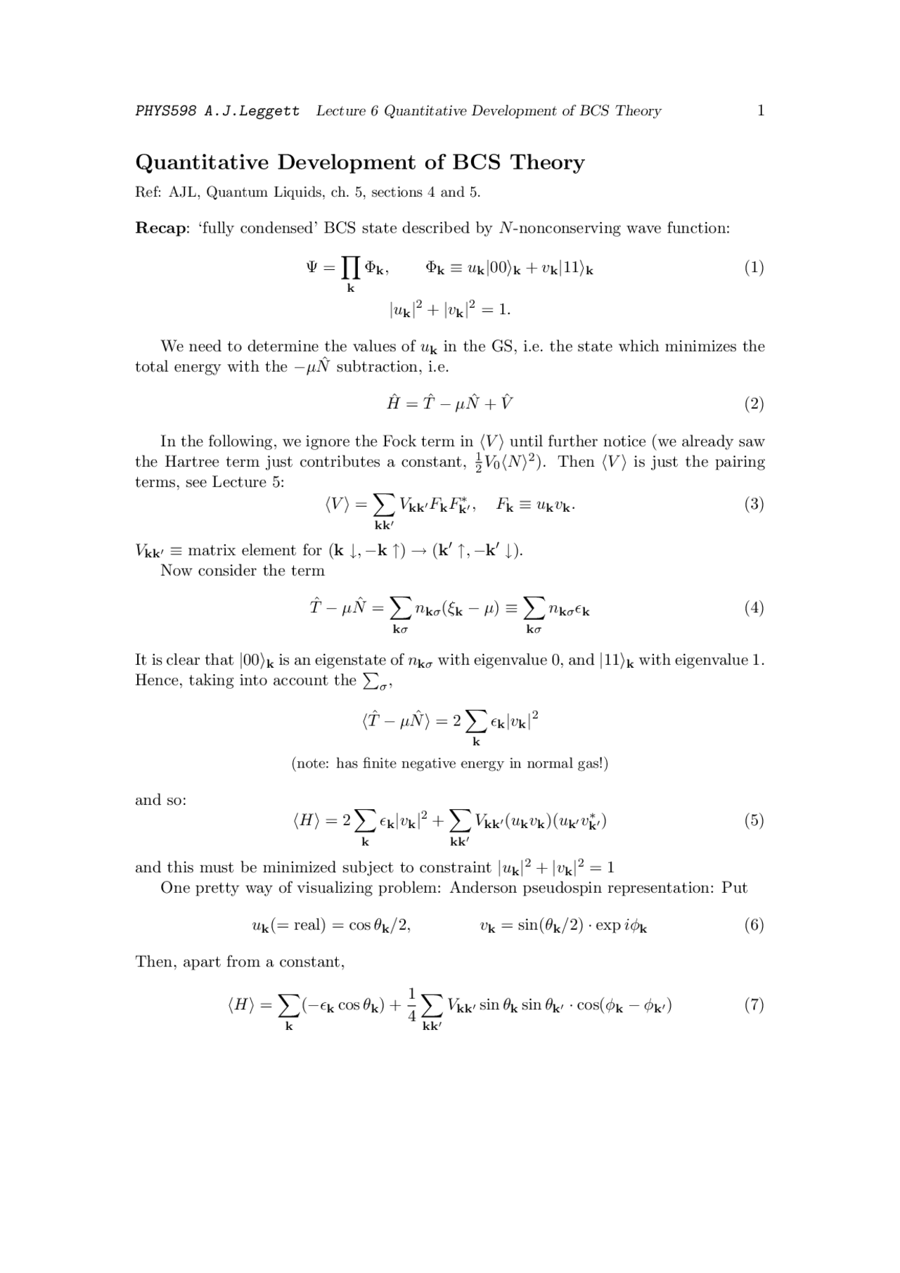Quantitative Development of BCS Theory | PHYS 598 - Docsity