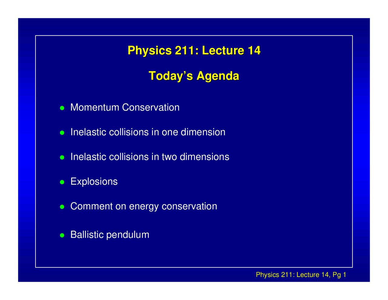 Momentum Conservation Collisions And Explosions Lecture Slides