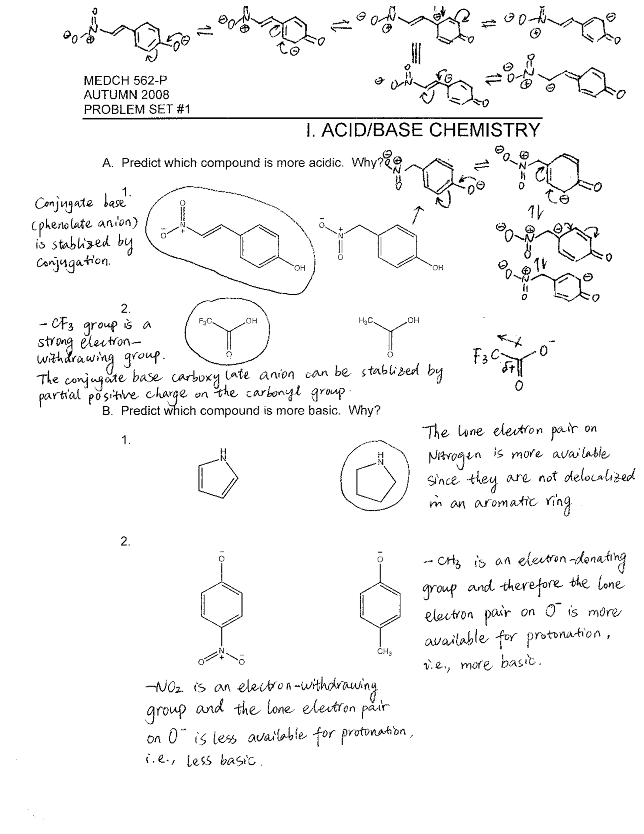 Problem Set 1 Solutions Medicinal Chemistry Medch 562 Docsity