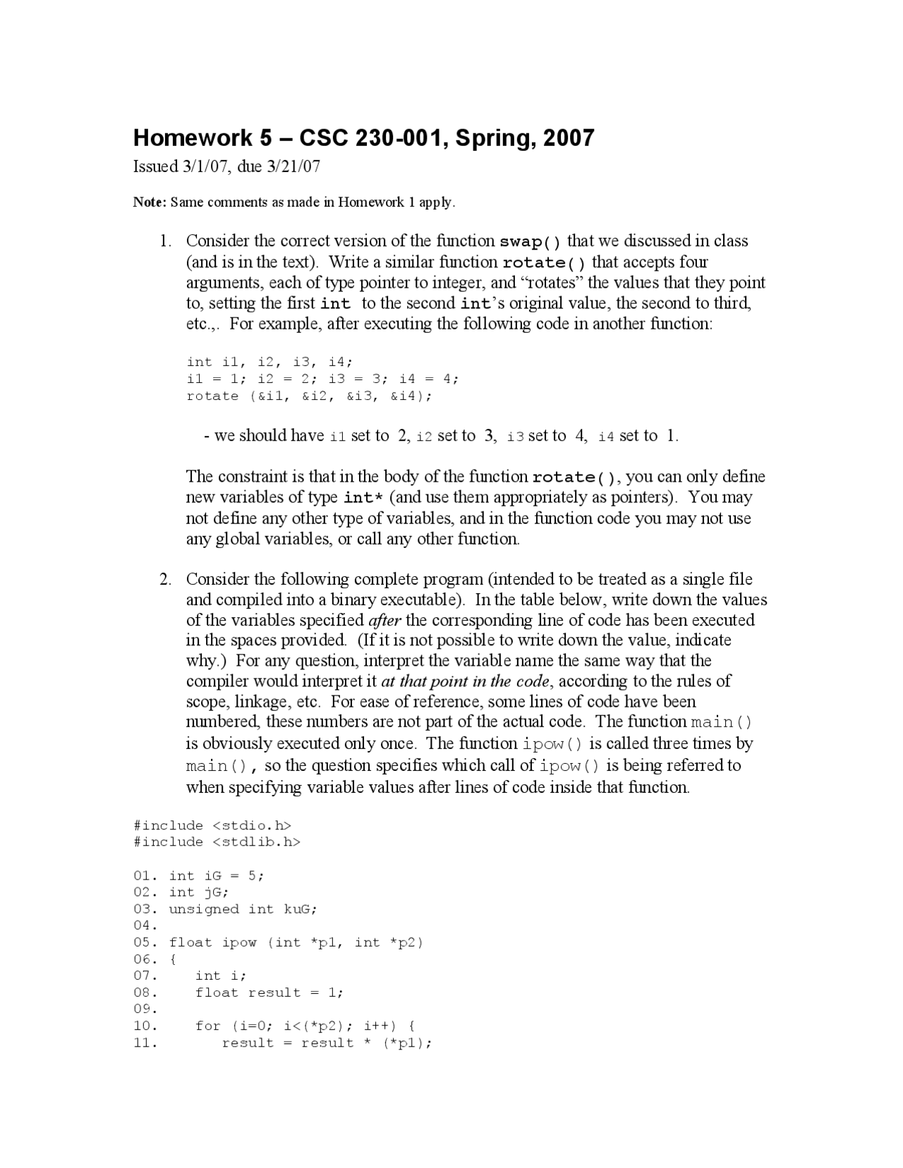 Assignment 5 For C And Software Tools Csc 230 Docsity