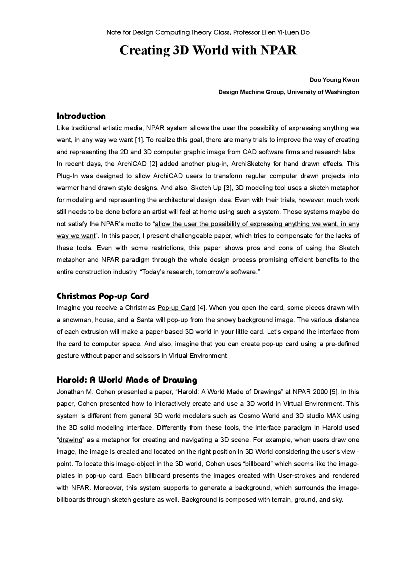 Creating 3D World with NPAR - Design Computer Theory | ARCH 587 - Docsity