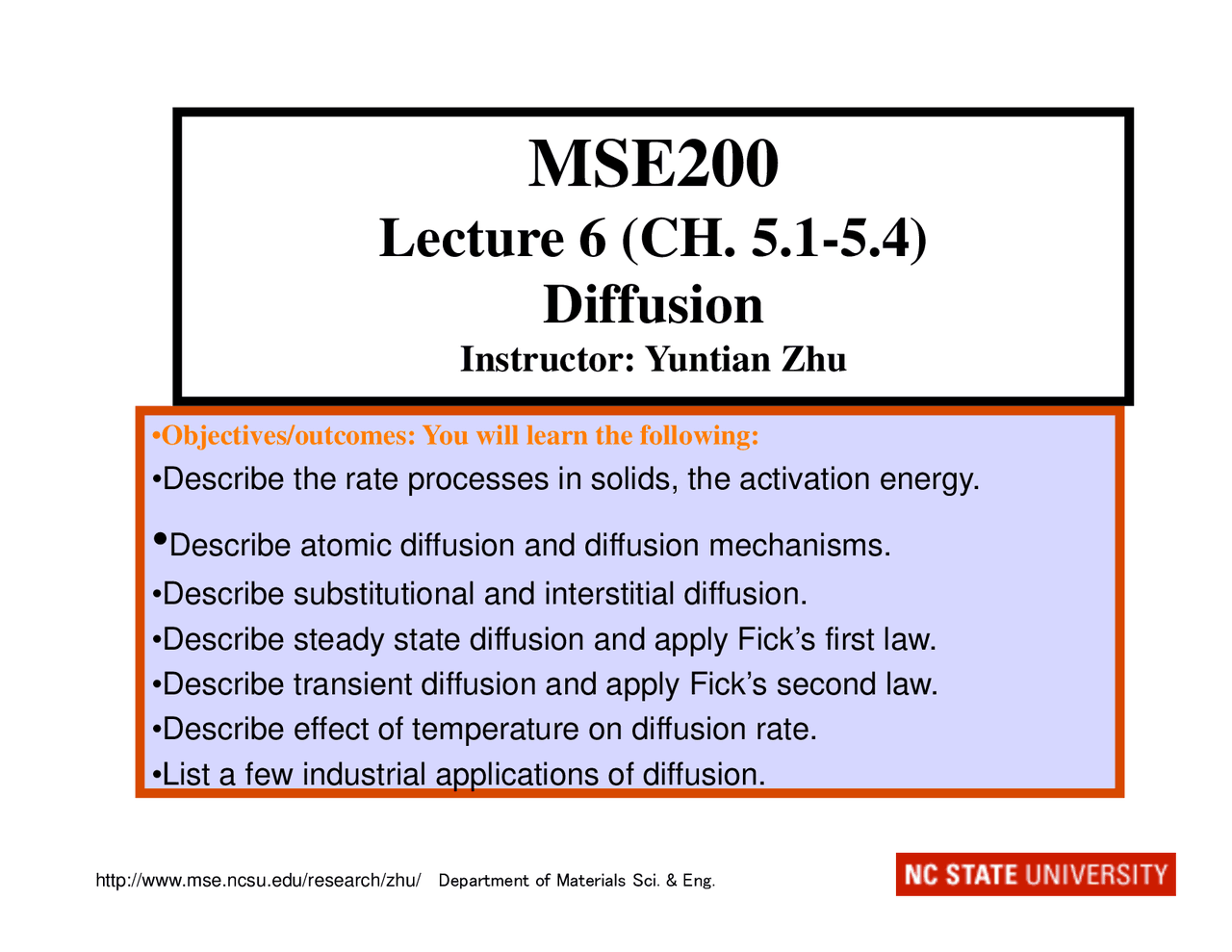 Diffusion - Mechanical Properties of Structural Materials - Lecture ...