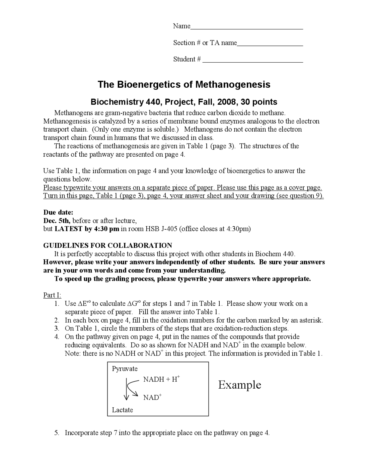 The Bioenergetics of Methanogenesis - Biochemistry | BIOC 440 - Docsity