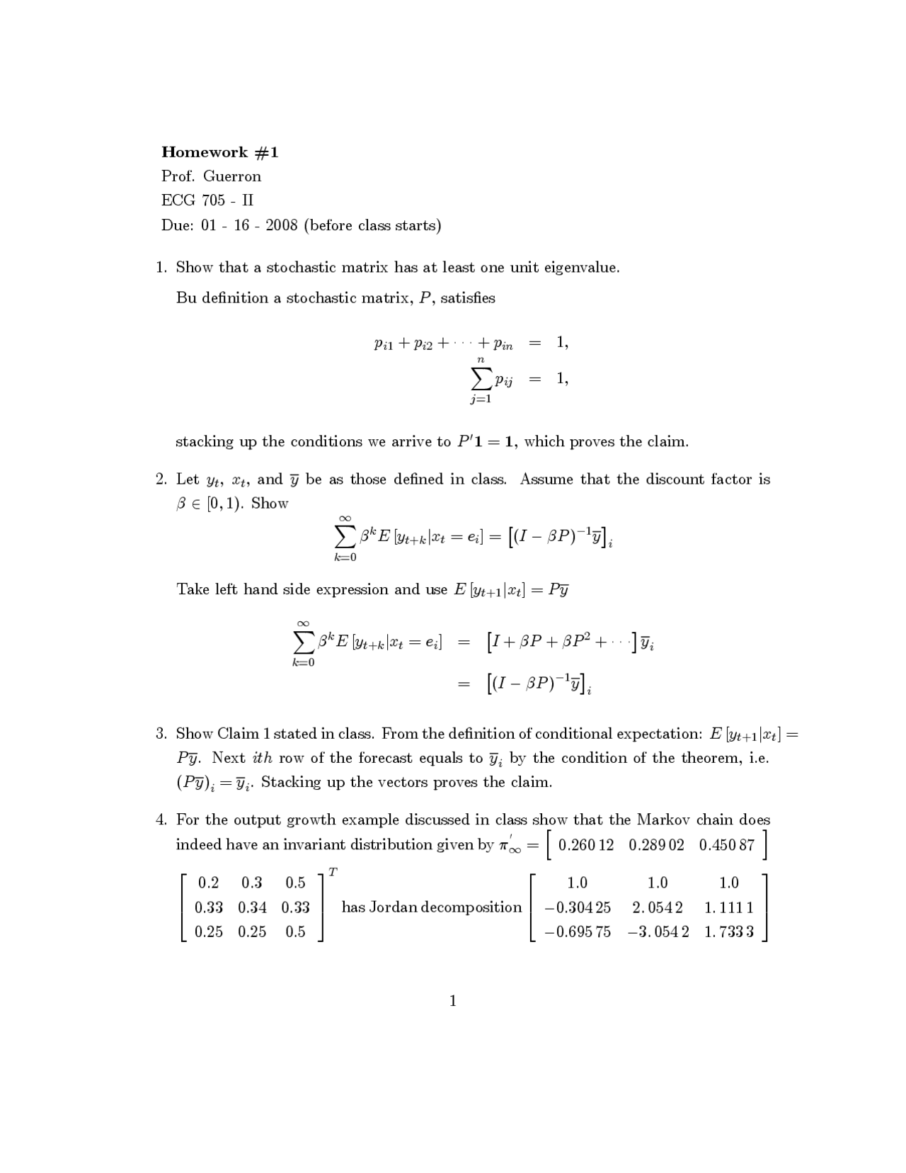 Homework 1 Solutions For Macroeconomics Ii Ecg 705 Docsity