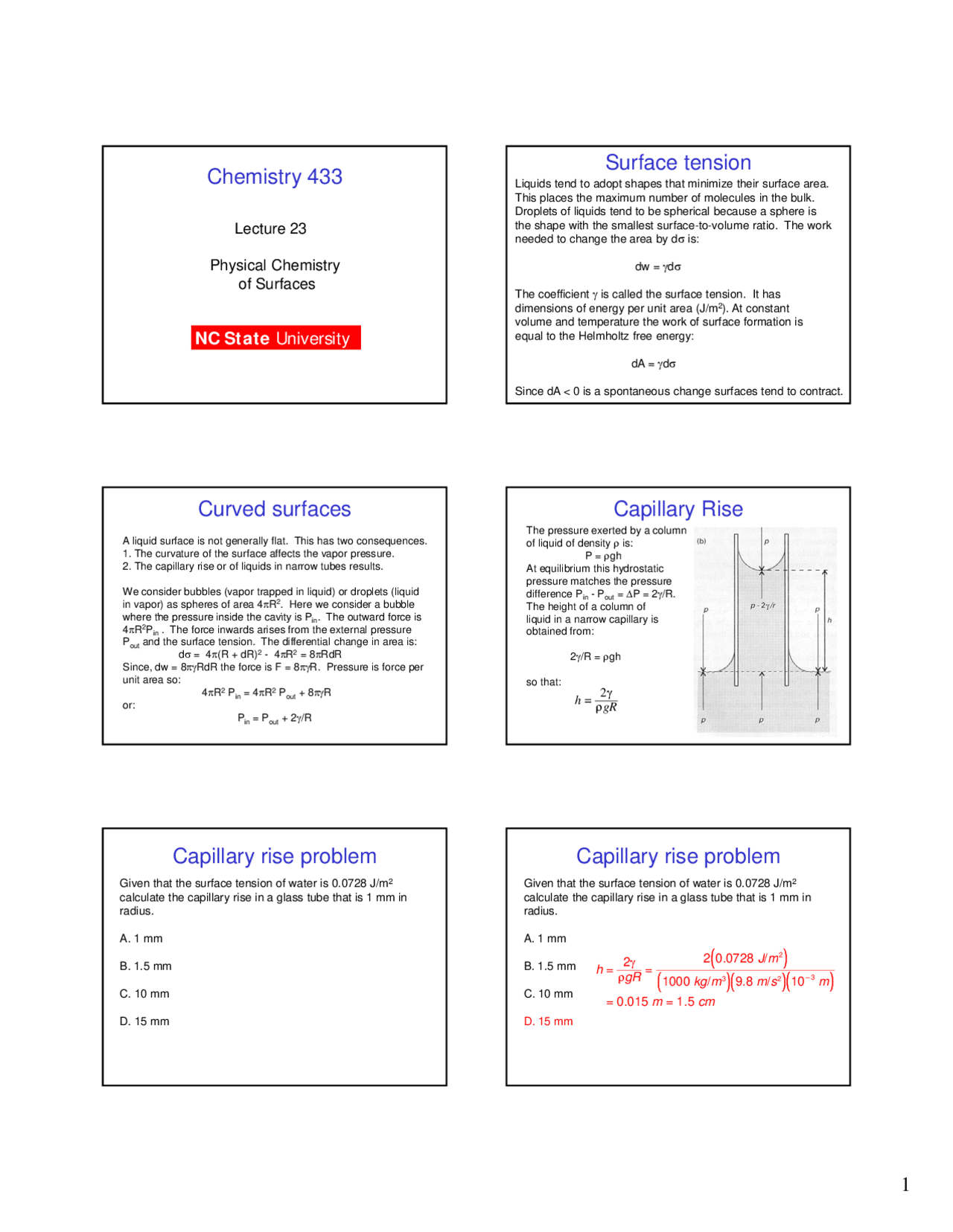 Physical Chemistry Of Surfaces Physical Chemistry Ii Slides Ch 433