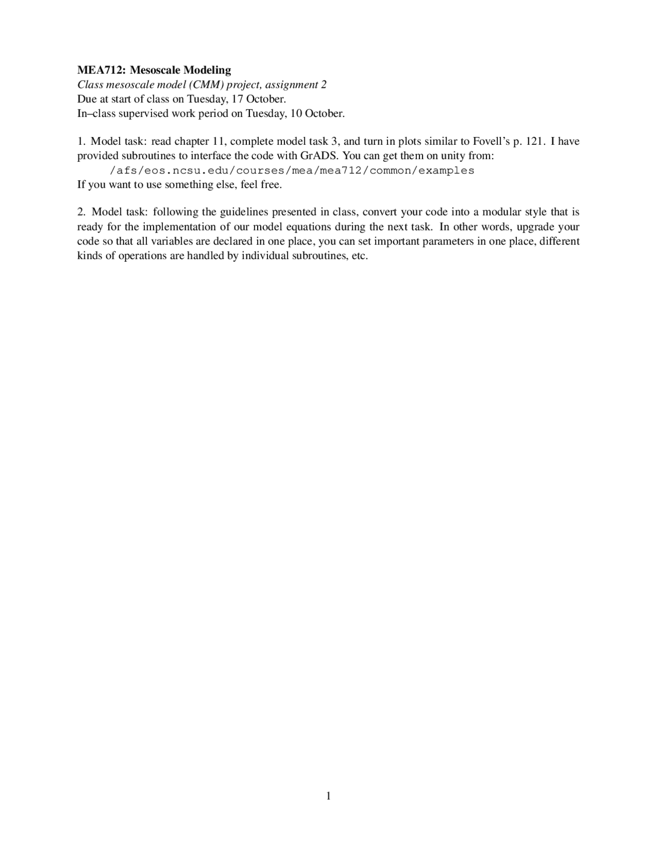 Mesoscale Modeling Project Assignment 2 Mea 712 Docsity