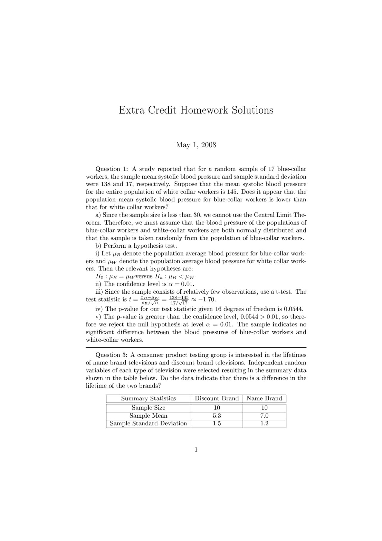 Homework With Solutions For Introduction To Statistics For Engineers