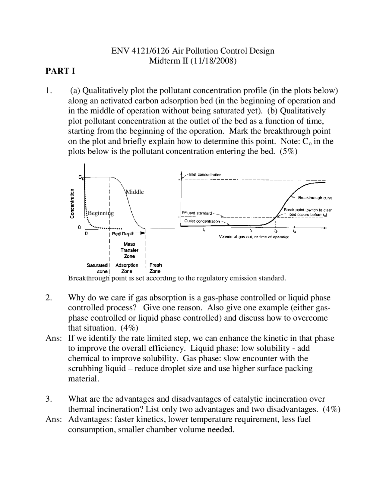 11 Questions On Air Pollution Control Midterm Exam Env 4121 Docsity