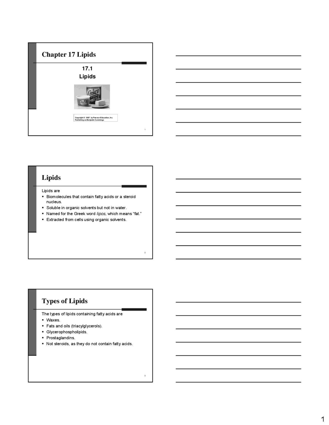 Lecture Slides On Lipids Principles Chemistry Iii Chem 221 Docsity