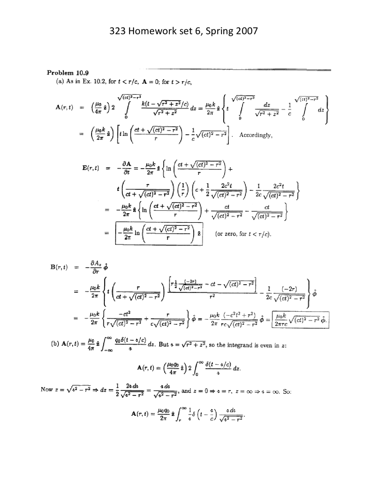 Practice Problems On Electromagnetism Old Assignment 6 Phys 323