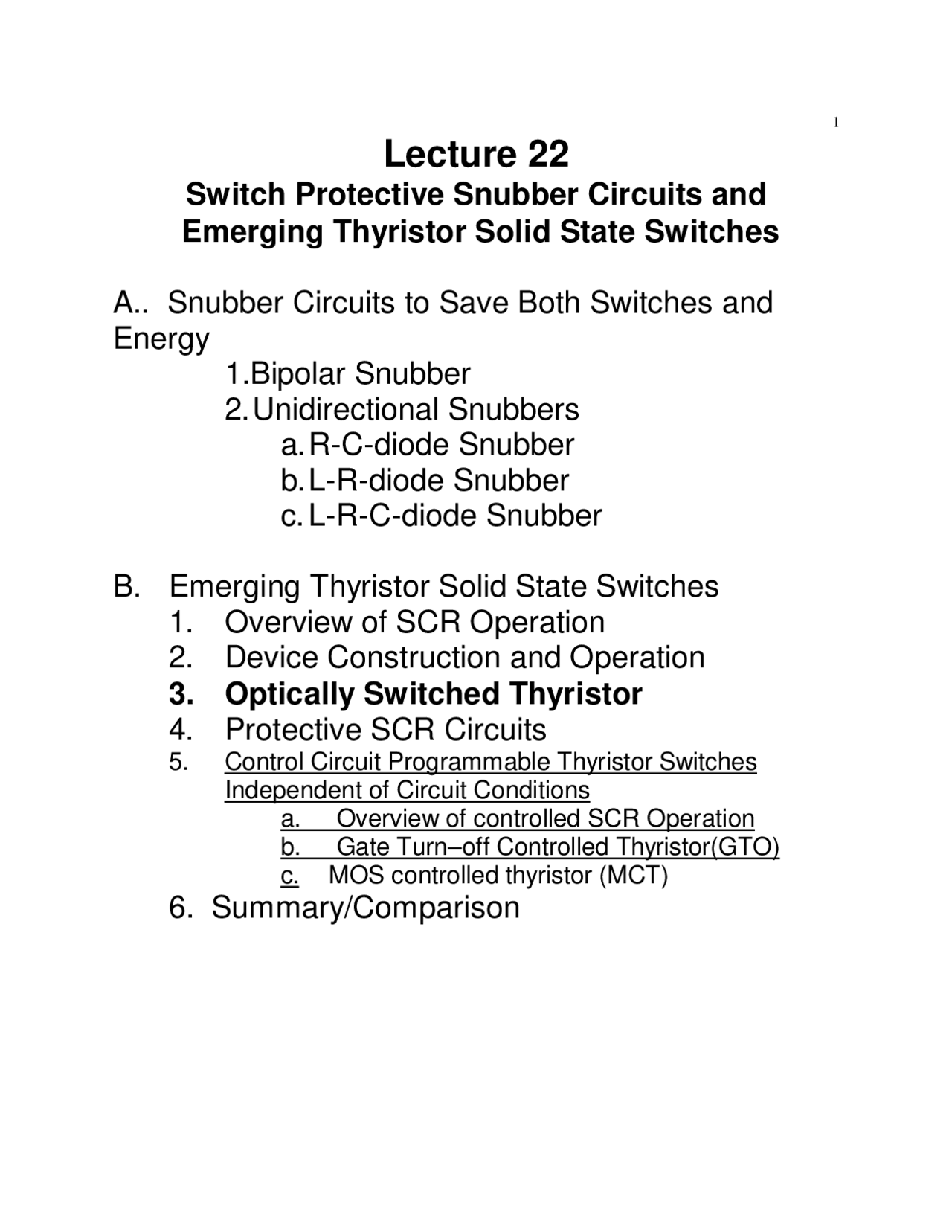 Switch Protective Snubber Circuits and Emerging Thyristor Switches ...