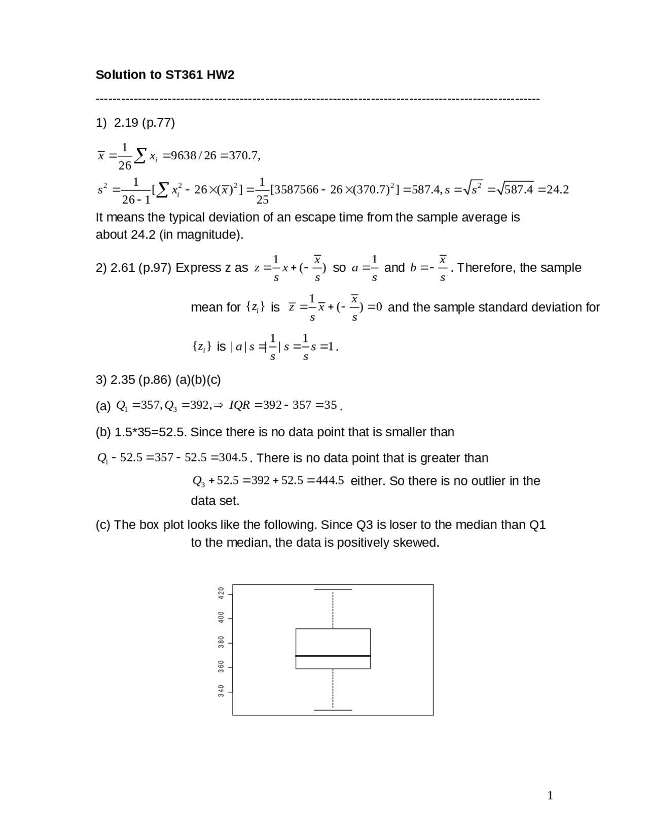 Solutions To Homework 2 For Introduction To Statistics For Engineers St 361 Docsity
