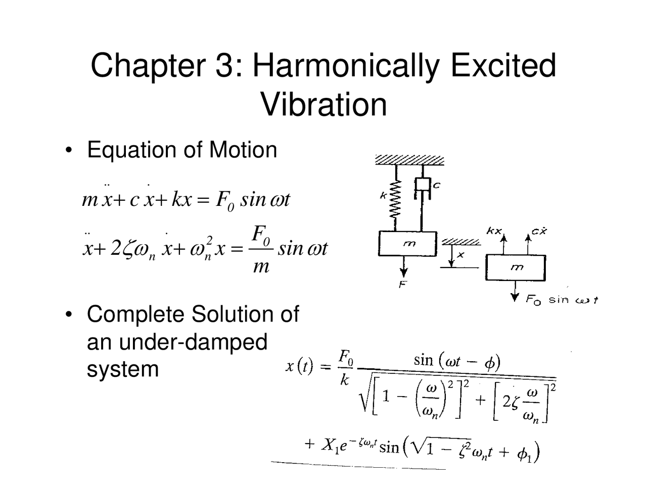 Notes on Harmonically Excited Vibration - Lecture Notes | MAE 513 - Docsity