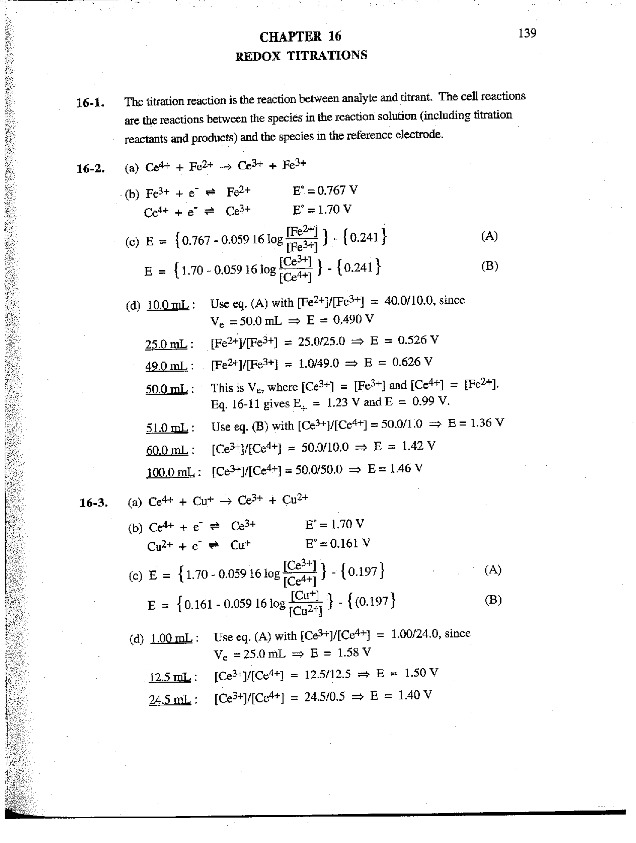 Questions on Redox Titrations - Assignment 16 | CHEM 321 - Docsity