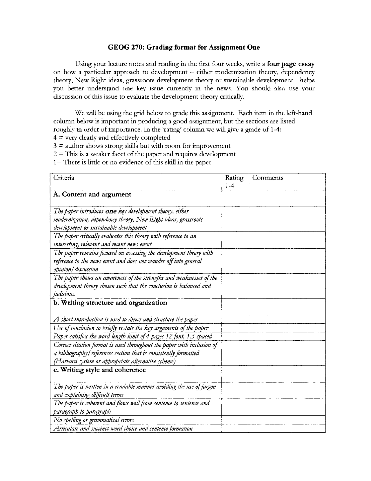 An Introduction to Grading Format - Assignment l | ENGL 198 - Docsity