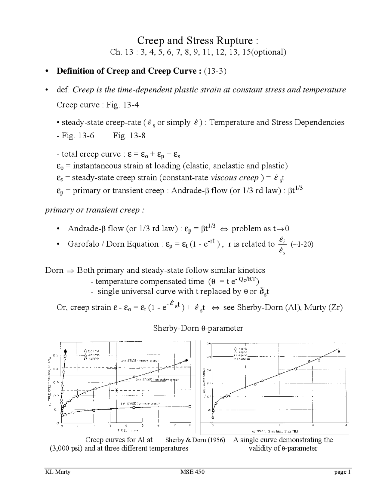 Lecture Notes on Creep and Stress Rupture | MSE 450 - Docsity