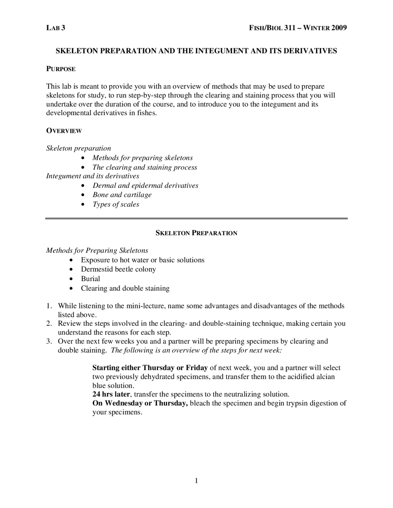Lab 3 - Skeleton Preparation and The Integument and its Derivatives ...
