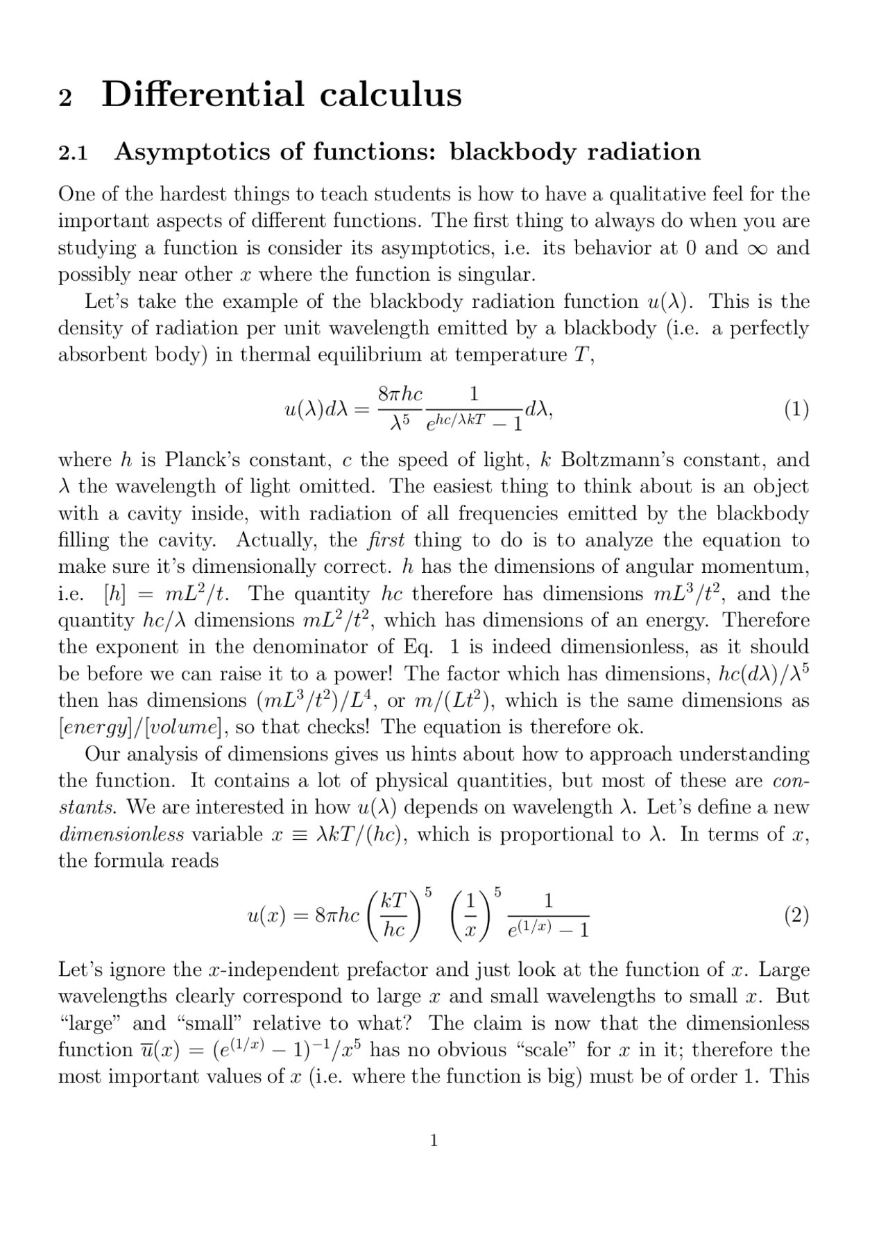 Differential Calculus Handout Notes Phz 3113 Docsity