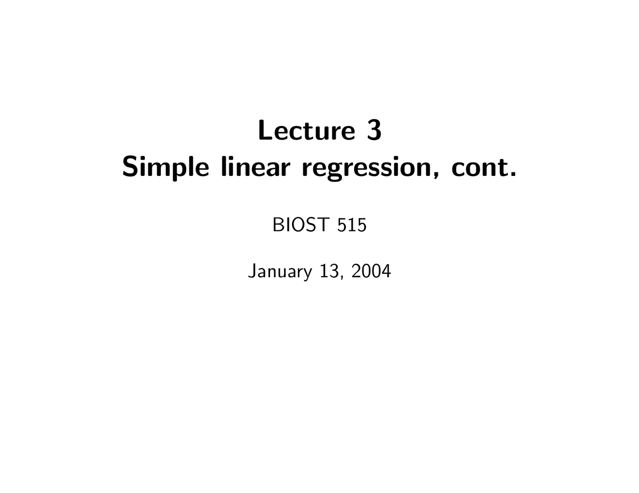 Notes For Simple Linear Regression Biostatistics Ii Biost 515 Docsity