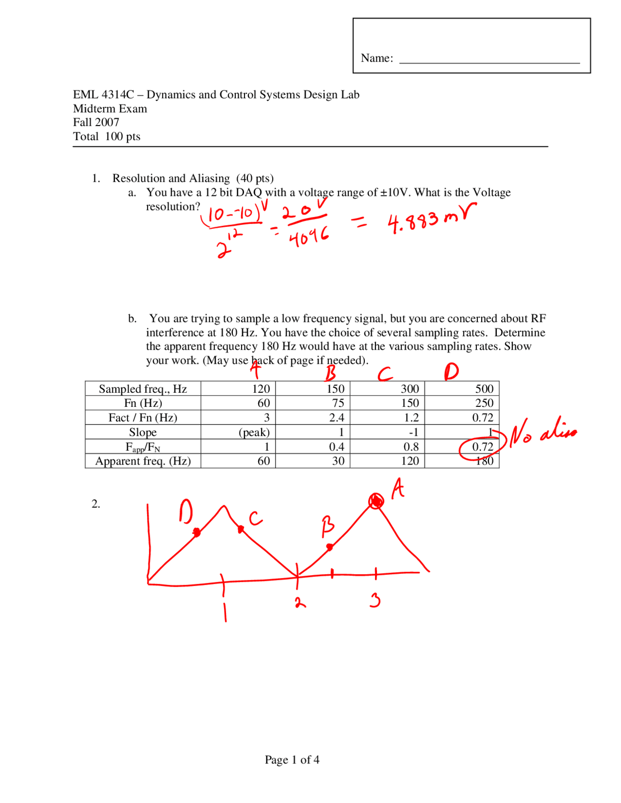 5 Questions With Answer Midterm Exam Control System Design Lab Eml 4314 Docsity