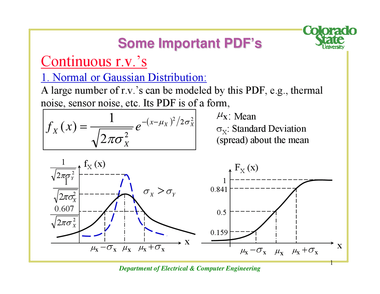 Normal or Gaussian Distribution in Continuous - Lecture Slides | ECE ...
