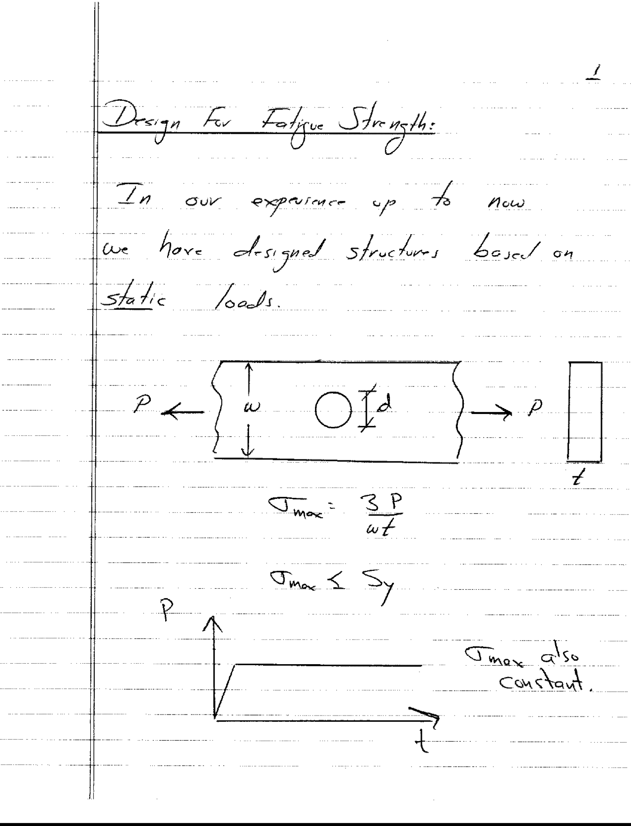 Handwritten Lecture Notes - Design for Fatigue Strength | MAE 316 - Docsity