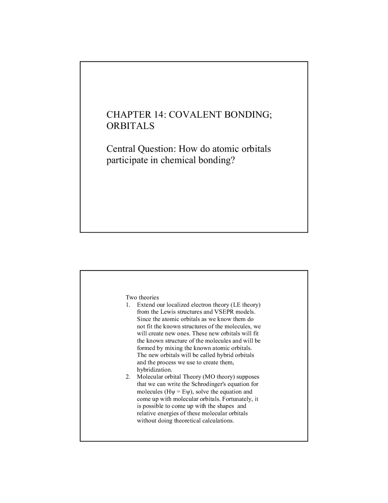Lecture Slides On Covalent Bonding Orbitals General Chemistry Chem