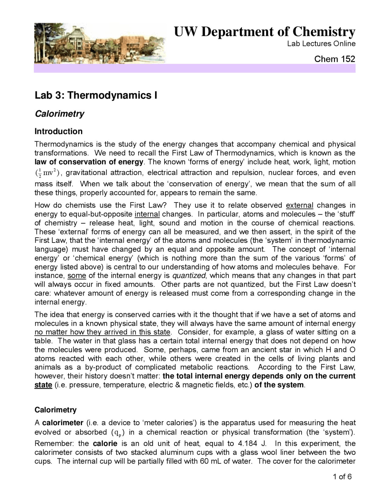 An Introduction To Law Of Conservation Of Energy In Thermodynamics I