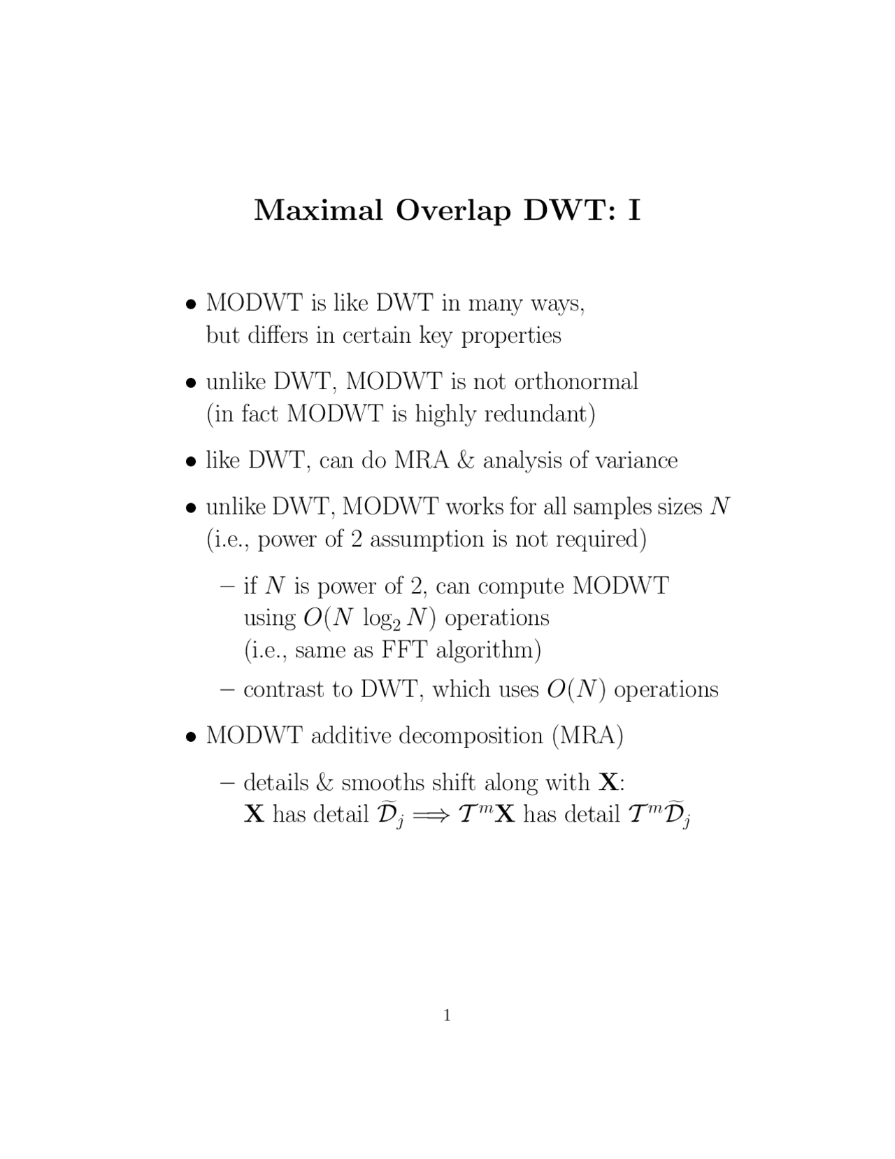 Maximal Overlap Discrete Wavelet Transform (MODWT) | Study notes ...