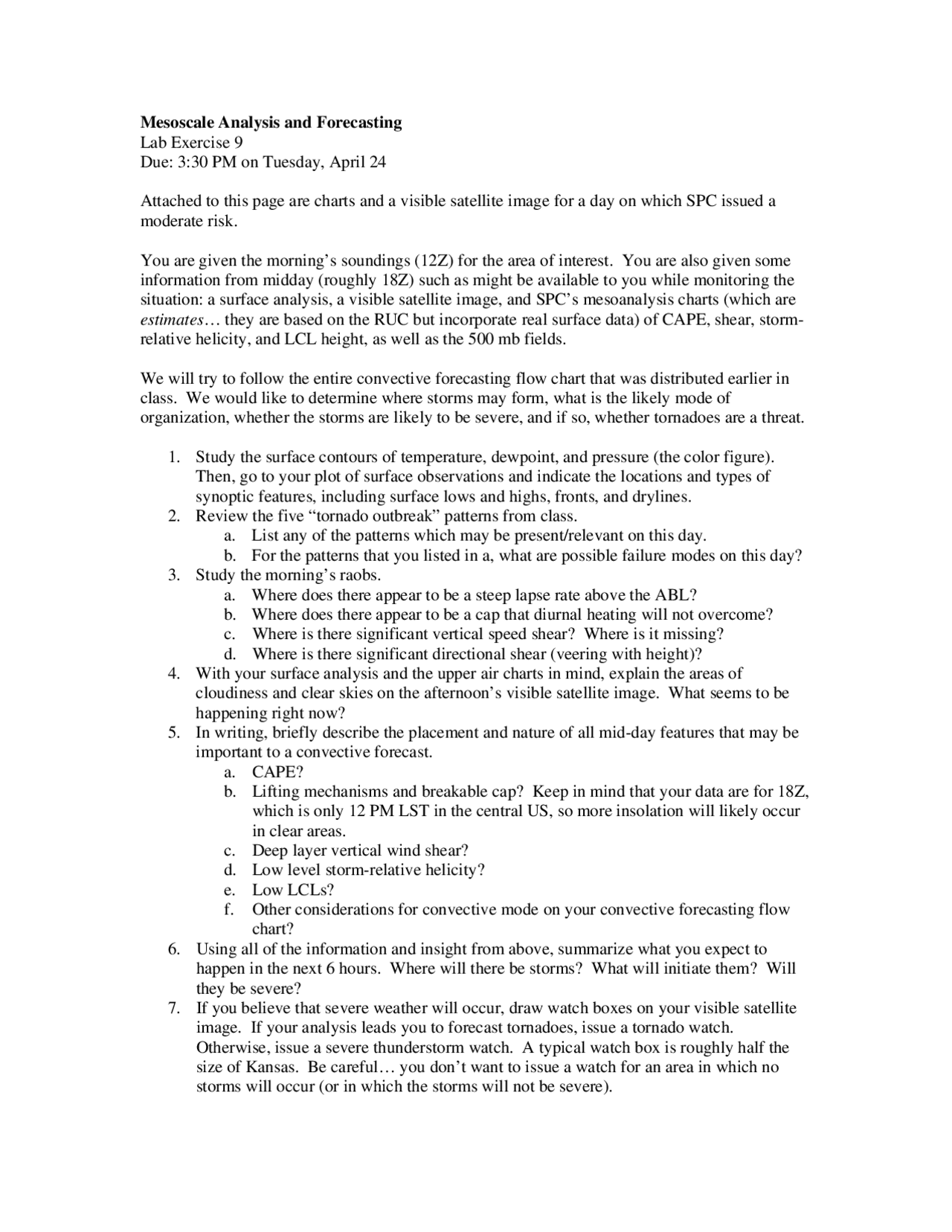 Mesoscale Analysis and Forecasting Lab Exercise 9: Predicting Storm ...
