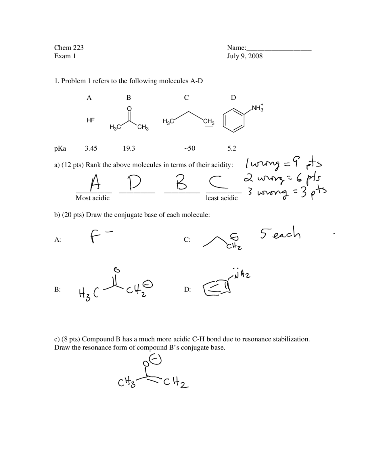 7 Questions Exam 2 With Solution Organic Chemistry Short Program
