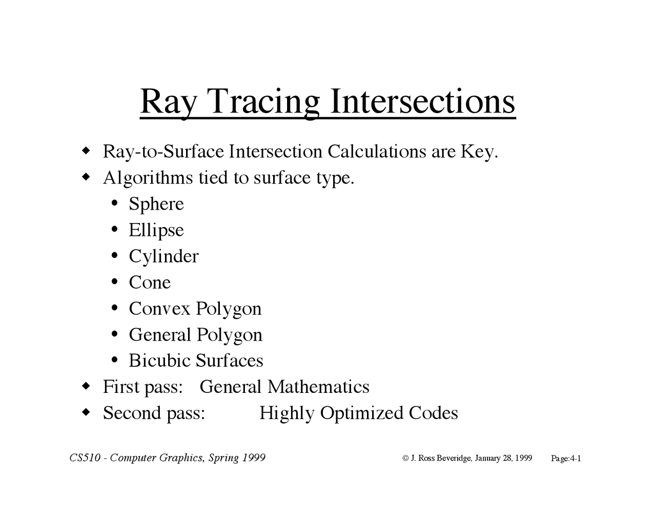 Notes On Ray Tracing Intersections Image Computation Cs 510 Docsity