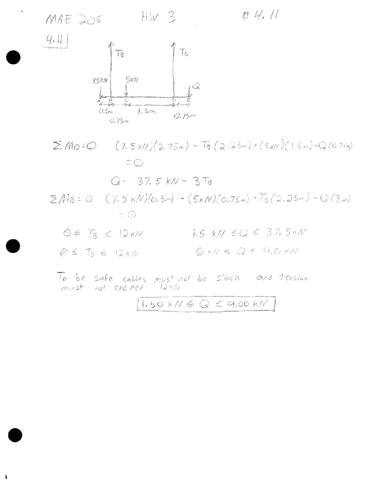 Problem Set Iii Solutions For Engineering Statics Mae 206 Docsity