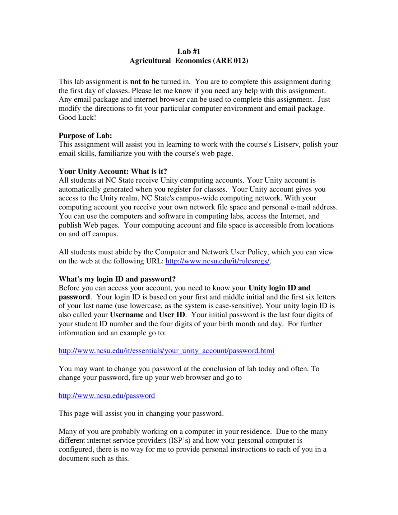 Agricultural Economics - Lab Report 1 | ARE 012 - Docsity