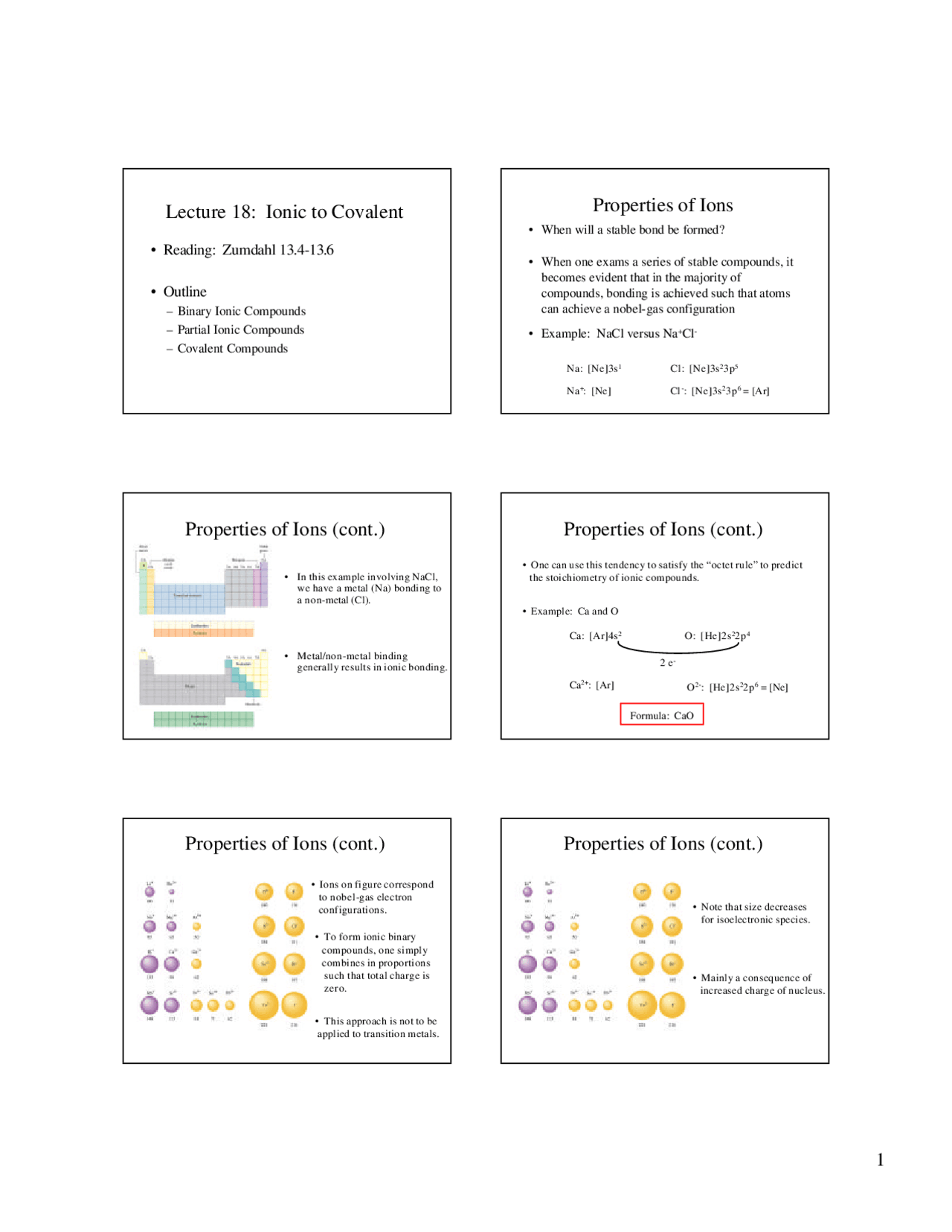 Ionic To Covalent General Chemistry Lecture Slides Chem 152 Docsity