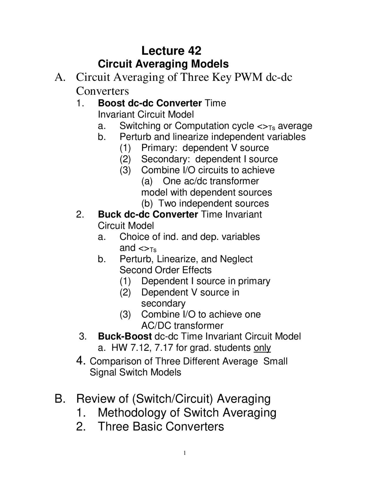 Circuit Averaging Models - Power Electronics I | ECE 562 | Study notes ...