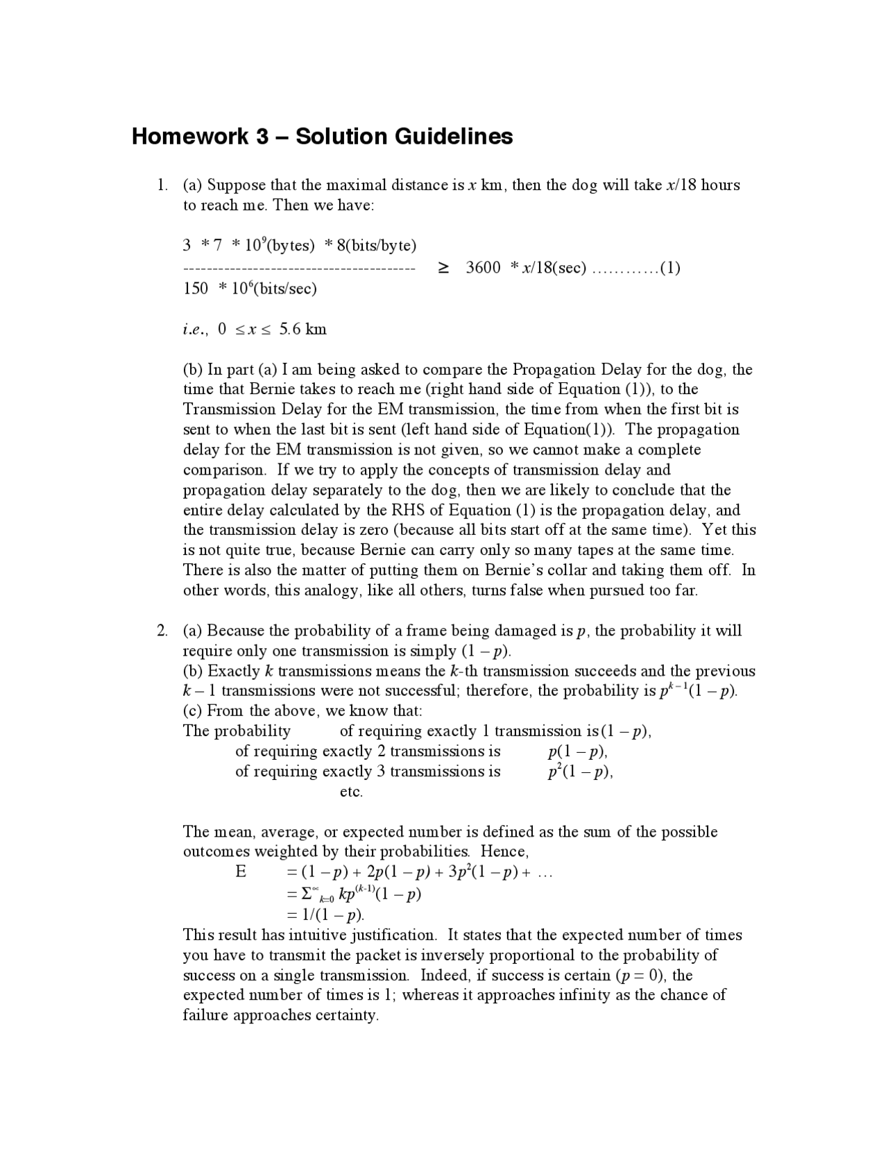 Homework 3 Solutions Guidelines For Computer Networks Csc 570 Docsity